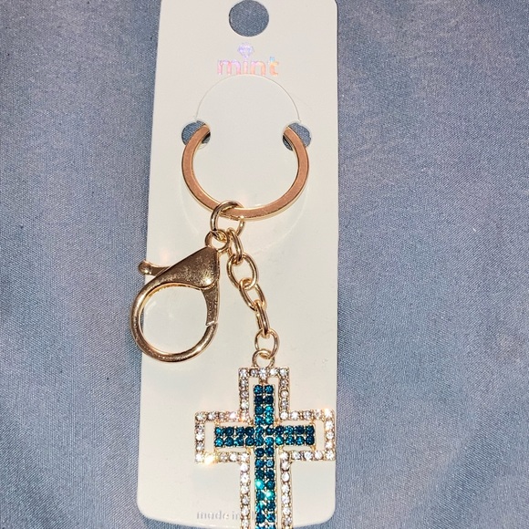 Mint | Accessories | Mint Gold And Blue Cross Key Holder | Poshmark